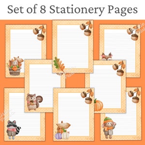 Fall Lined Paper, Fall Stationery Set, Digital Stationery, Autumn ...