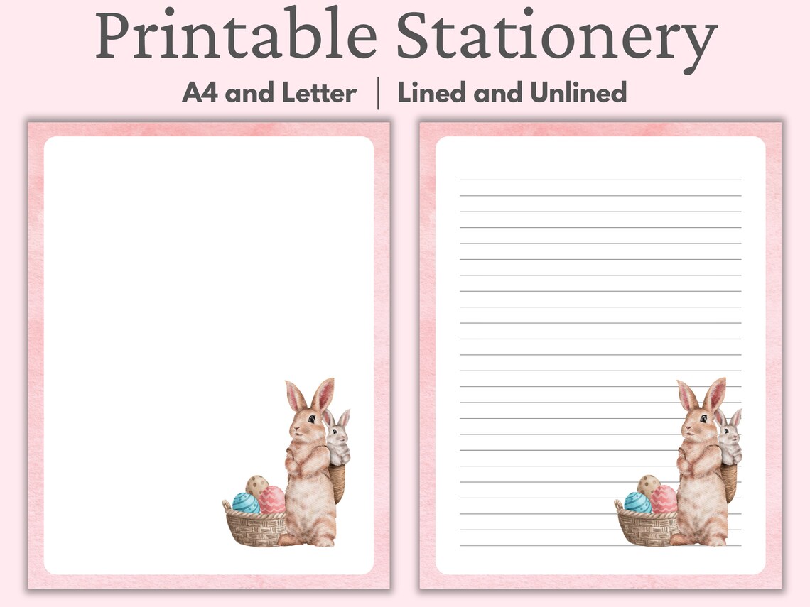 Easter Bunny Stationery, Cute Letter Writing Paper, Cottage Core ...