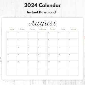 2024 Calendar Printable Only Minimalist Calendar 2024 Monthly Calendar ...