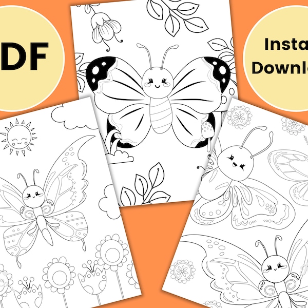 Butterfly Coloring - Etsy