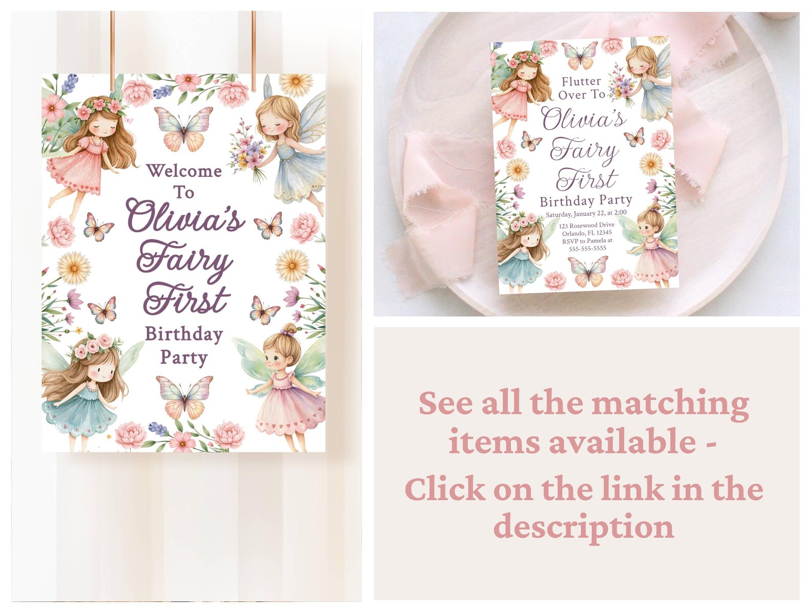 Fairy First Invitation Fairy First Birthday Girl 1st Birthday Fairy 1st ...