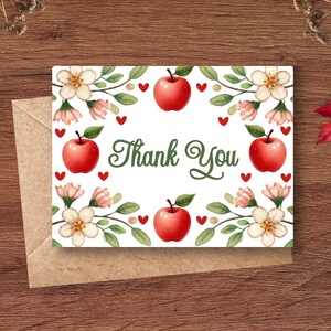 Apple Thank You Card Fall Theme Thank You Card Template Apple Card ...