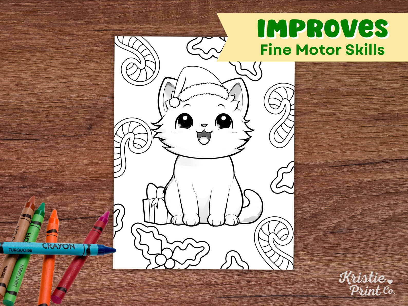 Cute Christmas Cat Coloring Pages Cat Coloring Page for Kids Party ...