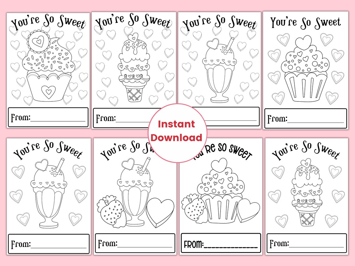 Valentine Cards for Kids, Printable Valentines to Color, Valentine ...