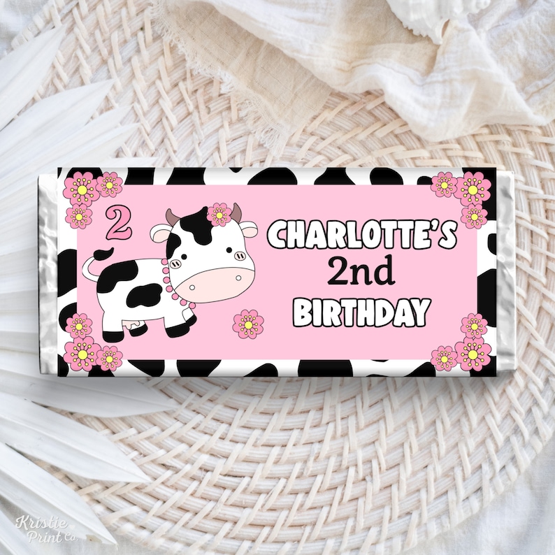 Candy Bar Wrappers for Birthday Cow Theme Birthday Party Decoration Cow ...