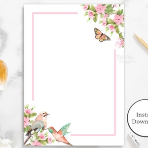 Bird Stationary Printable, Spring Stationary, Vintage Stationery ...