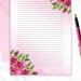 Rose Stationary Printable, Floral Lined Paper, Printable Stationery ...