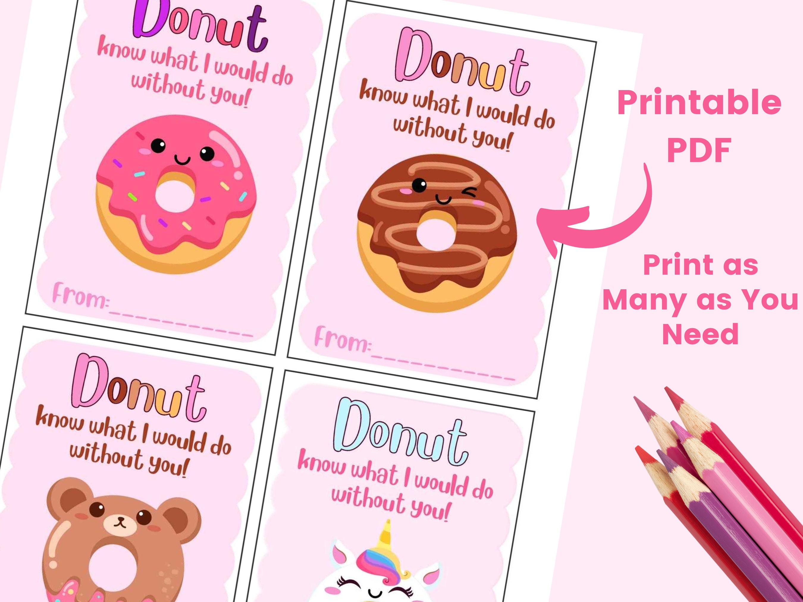 Donut Valentine Cards, Donut Valentine's Day, Donut Valentines ...
