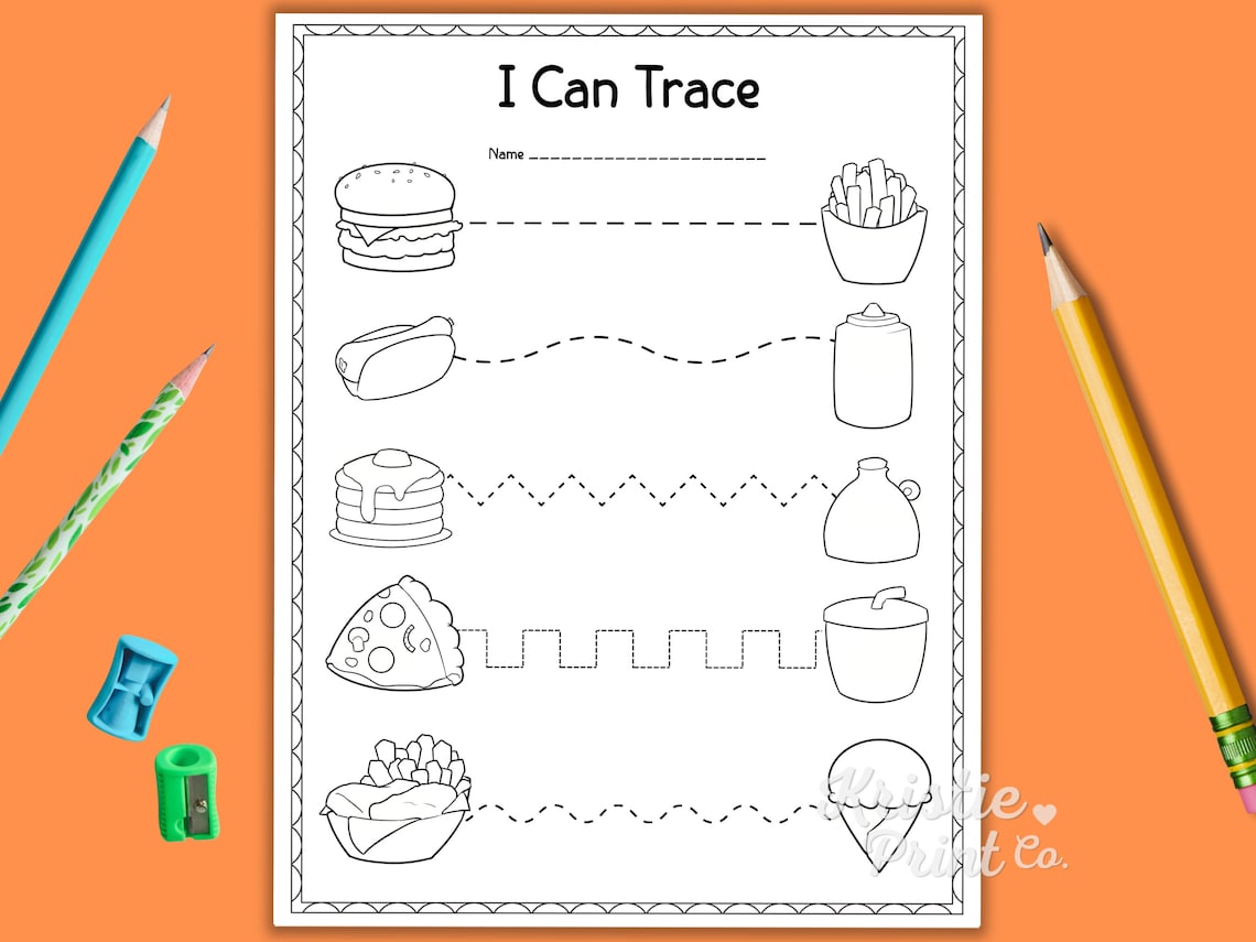 Pre Writing Worksheet, Trace the Lines, Preschool Worksheet, Pre-k ...