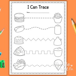 Pre Writing Worksheet, Trace the Lines, Preschool Worksheet, Pre-k ...