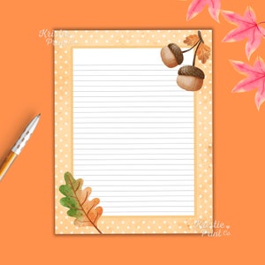 Fall Lined Paper, Fall Stationery Set, Digital Stationery, Autumn ...