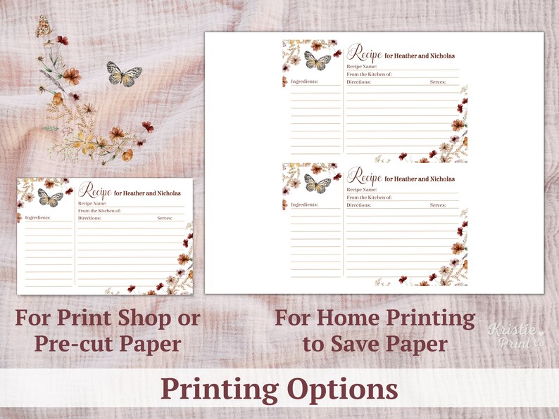 Editable Recipe Card Template, Boho Bridal Shower, Recipe Card ...