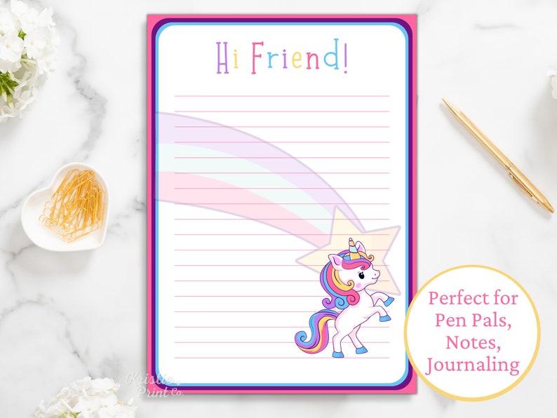 Unicorn Stationery, Letter Writing Paper, Printable Letter Writing ...