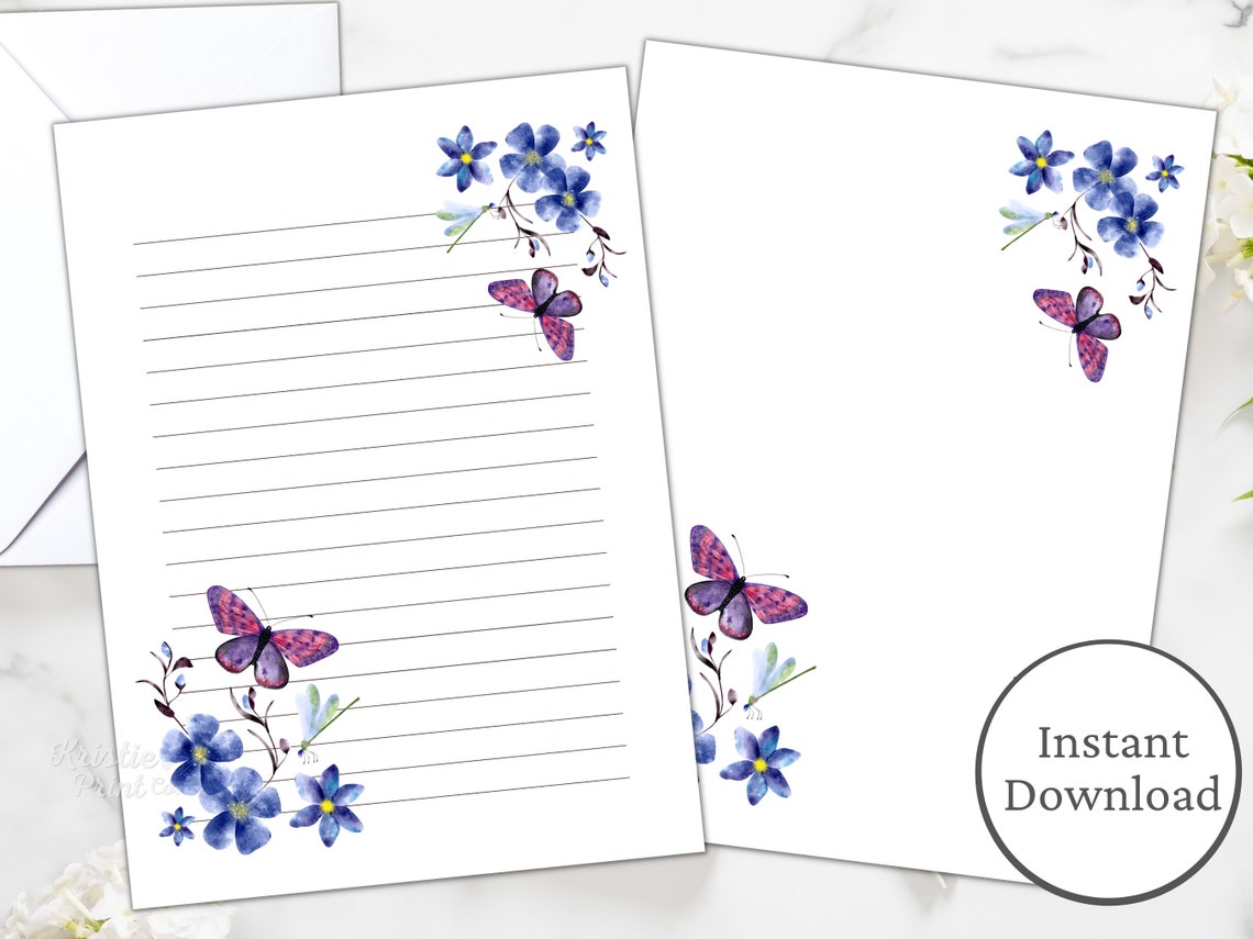 Butterfly Stationery, Letter Writing Stationery, Butterfly Printable ...