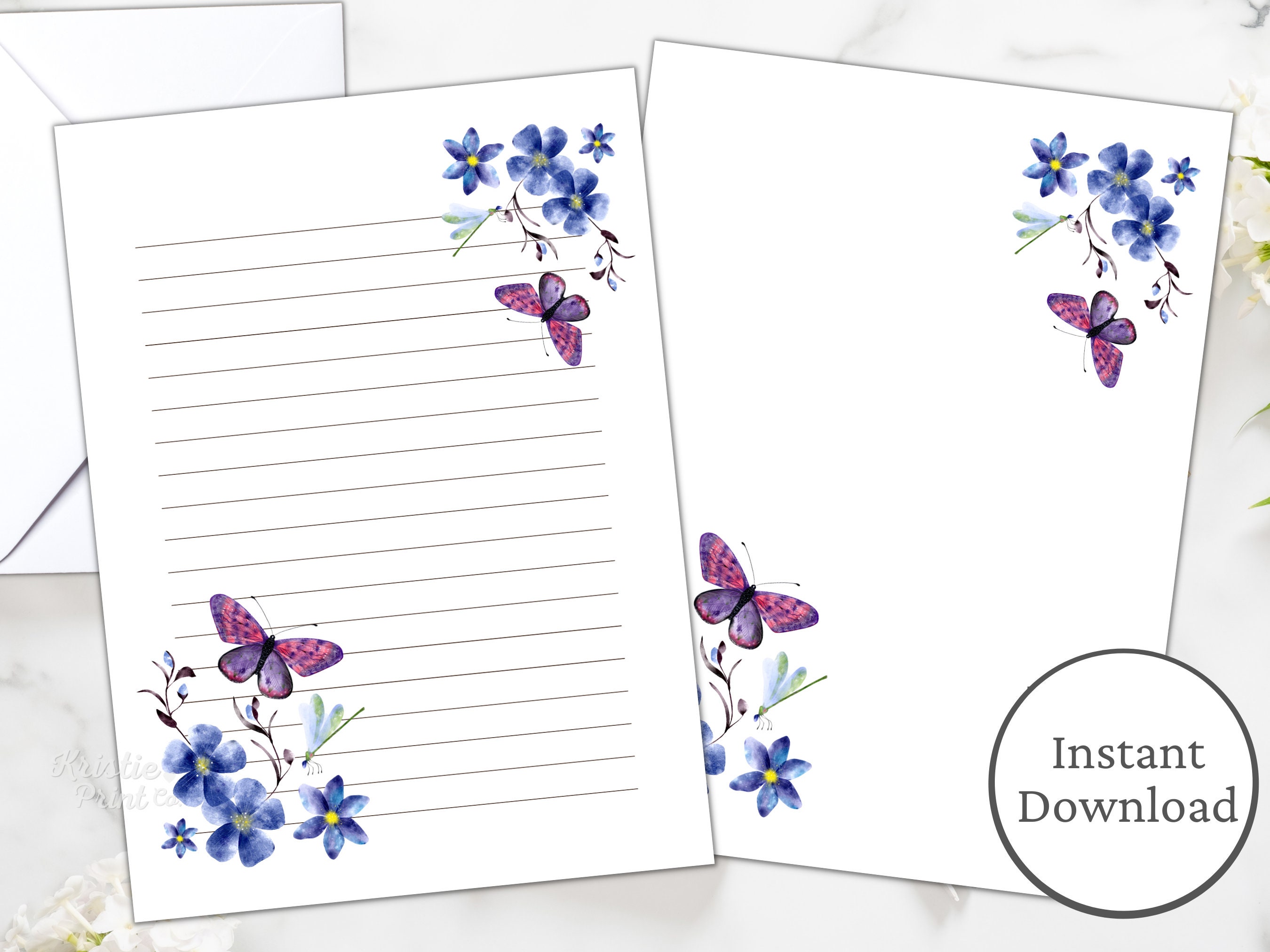 Butterfly Stationery, Letter Writing Stationery, Butterfly Printable ...