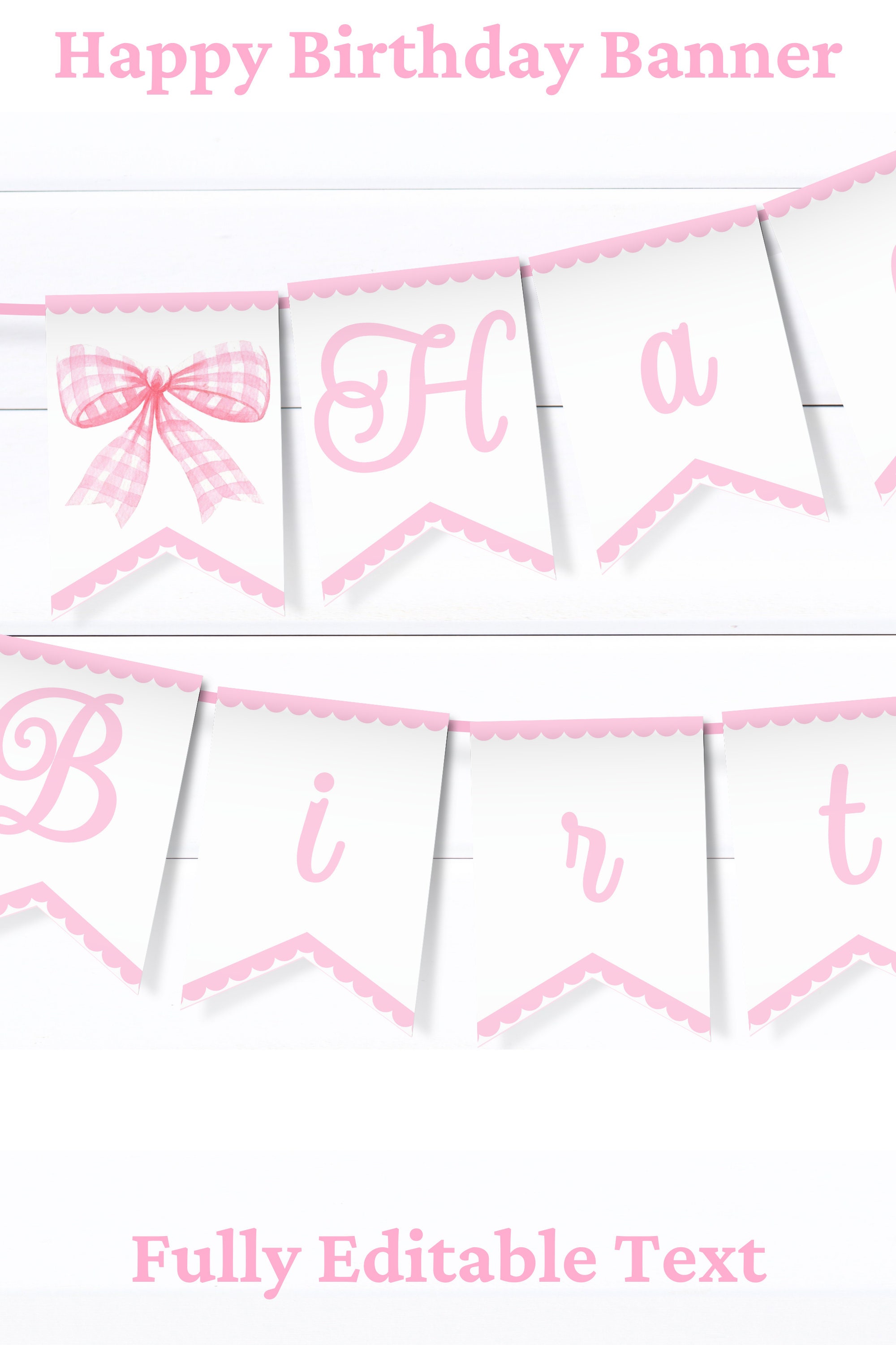 Pink Bow Banner Pink Bow Birthday Pink Bow Garland Pink Bow Baby Shower ...