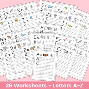 26 Letter Tracing Worksheets, Handwriting Practice Worksheets for Kids ...