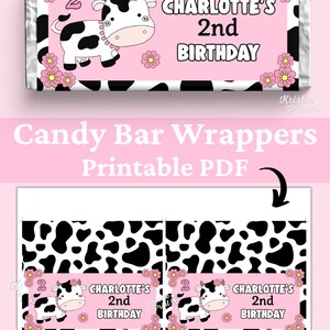 Candy Bar Wrappers for Birthday Cow Theme Birthday Party Decoration Cow ...