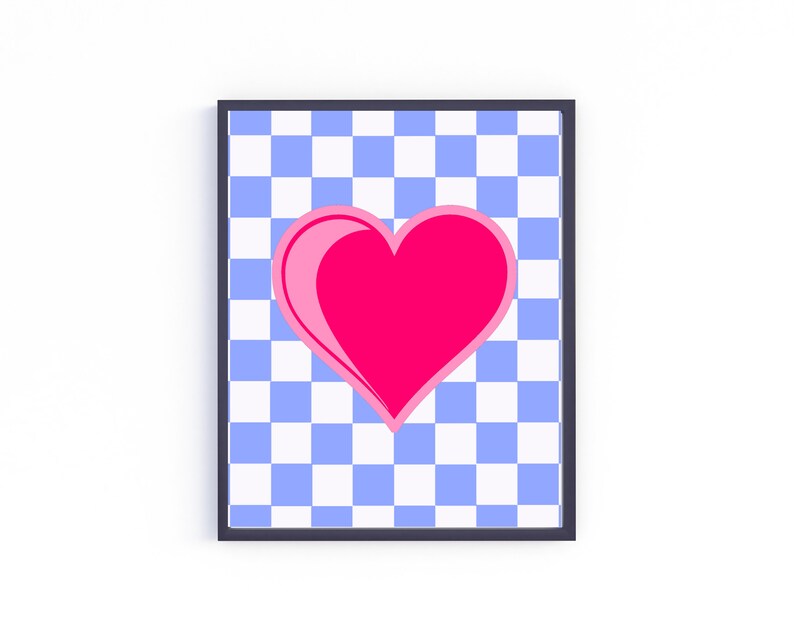 Preppy Heart Wall Art Trendy Poster Prints Purple Wall Art Set of 3 ...