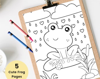 Downloadable Cute Frog Coloring Page for Kids - Etsy