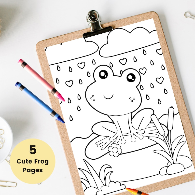 Cute Frog Coloring Page Kawaii Frog Coloring Sheets Frogs Coloring Book ...