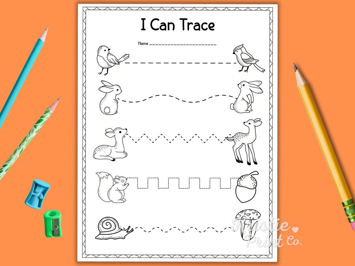 Pre Writing Worksheet, Trace the Lines, Preschool Worksheet, Pre-k ...