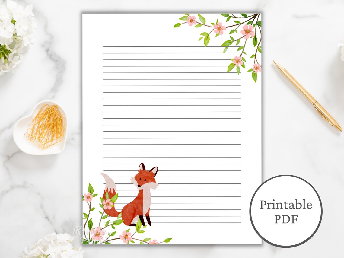 Cute Woodland Stationery, Forest Animals Stationery, Digital Note Paper ...