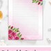 Rose Stationary Printable, Floral Lined Paper, Printable Stationery ...