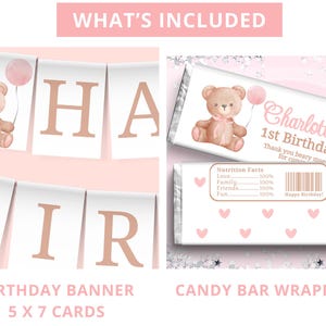 Beary First Birthday Bundle Girl Bear First Birthday Coquette Birthday ...