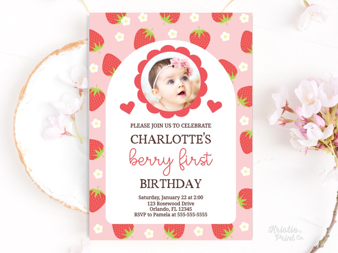 Berry First Birthday Invite With Picture My Berry First Birthday ...