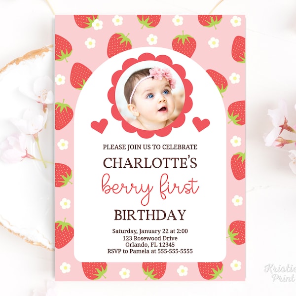 Berry First Birthday Invitation - Etsy