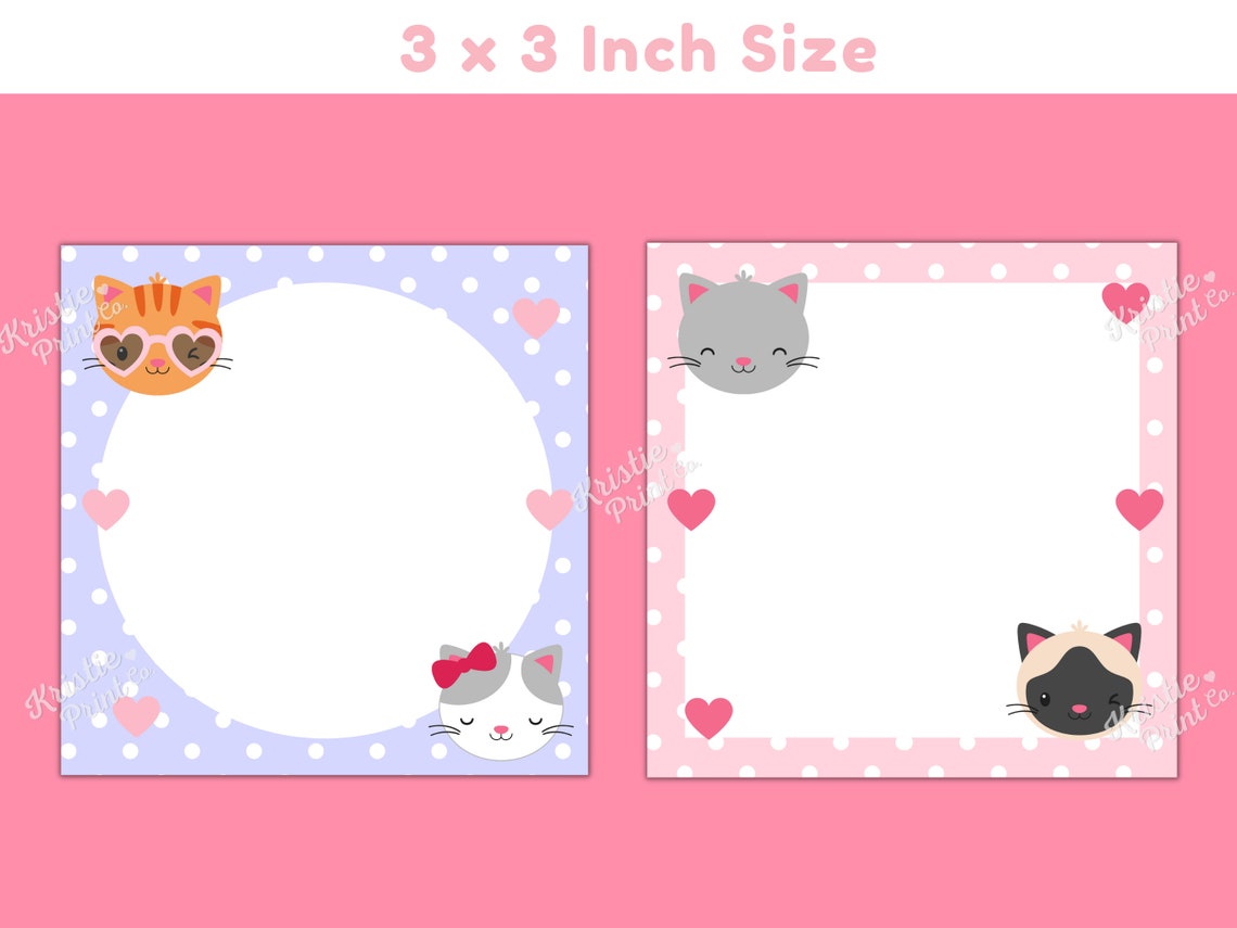 Printable Memo Pad PDF Cat Memo Cute Printable Notepad - Etsy