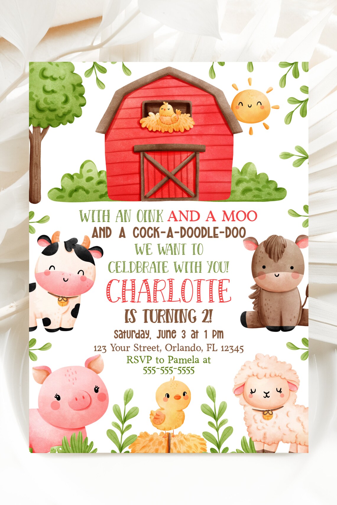 Farm Birthday Invitation Editable Farm Animals Invite Barnyard Birthday ...