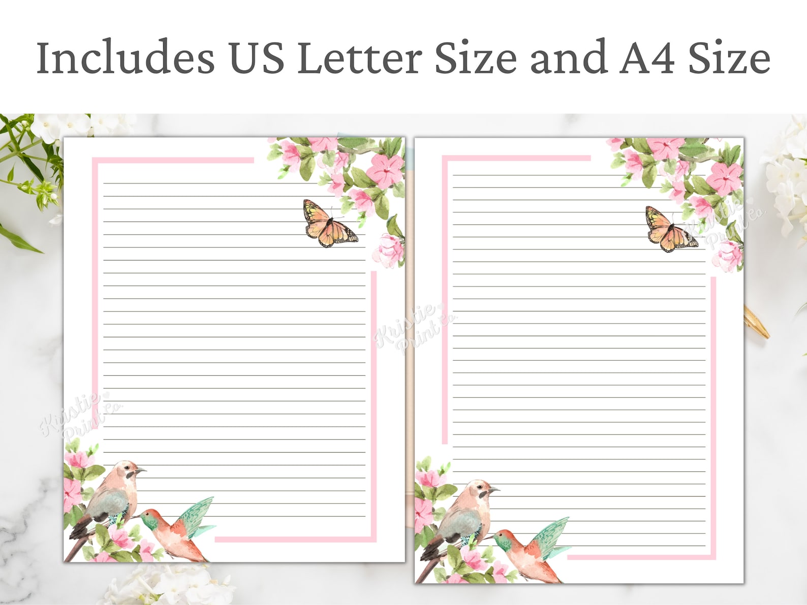 Bird Stationary Printable, Spring Stationary, Vintage Stationery ...