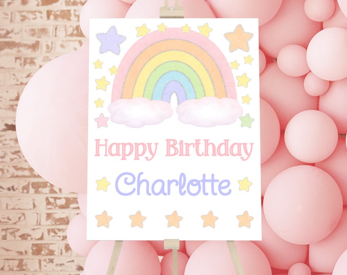 EDITABLE Pastel Rainbow Welcome Sign, Rainbow Birthday Sign, Pastel ...