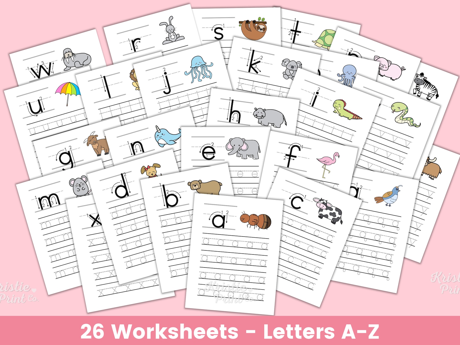Lowercase Letters Printable, Letter Tracing Worksheets, Handwriting ...