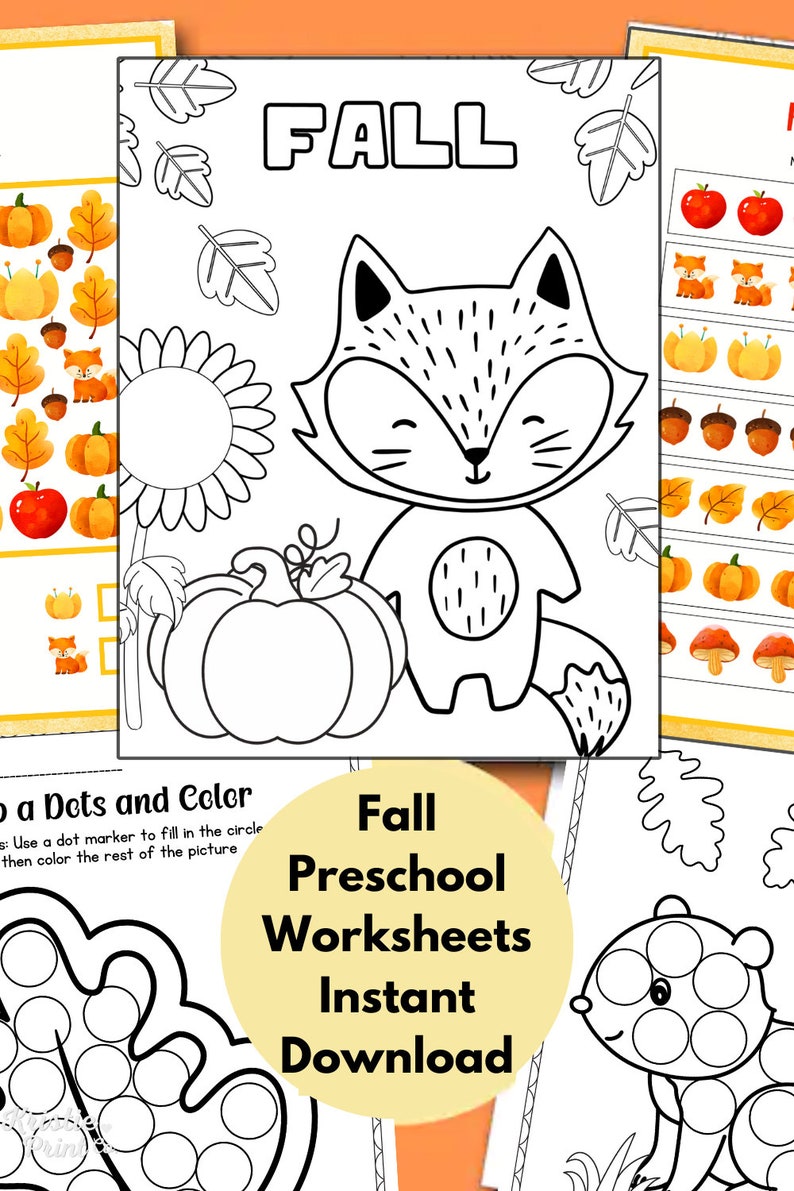 Fall Preschool Worksheets Preschool Activities Autumn Preschool Bundle ...