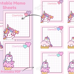 Custom Memo Pad Personalized Memo Pad Printable Memo Pad Template Kawaii Stationary Unicorn Memo ...