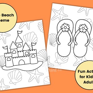 Summer Coloring Pages for Kids, Kids Party Games, Beach Birthday Favor ...
