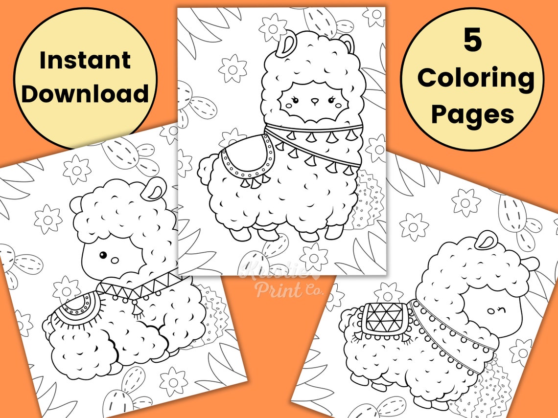Llama Coloring Pages for Kids, Kids Party Games, Llama Birthday Party ...