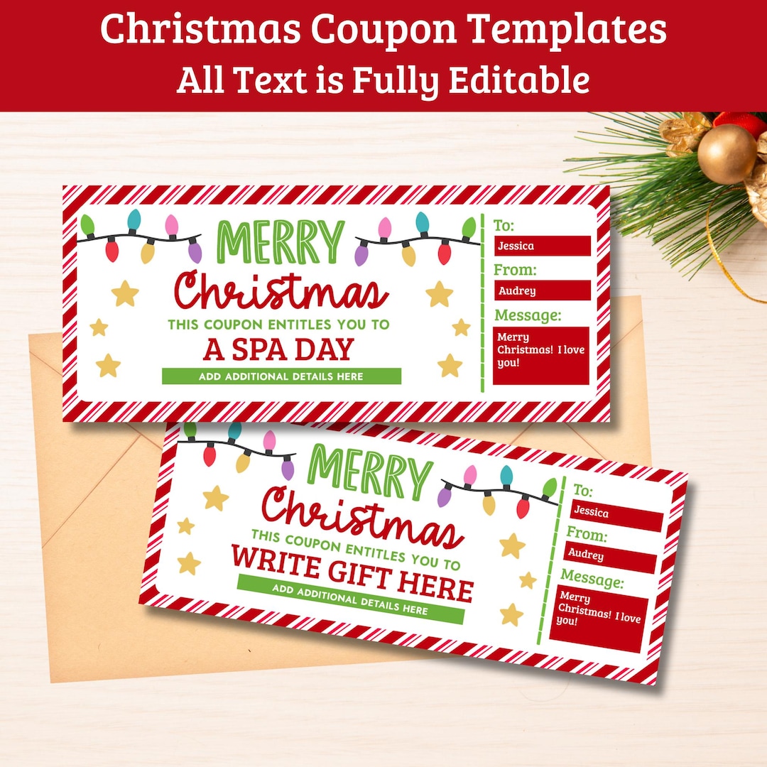 Christmas Coupon Template Editable Coupons Christmas Printable Coupons ...