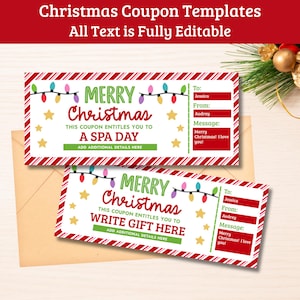 Christmas Coupon Template Editable Coupons Christmas Printable Coupons ...