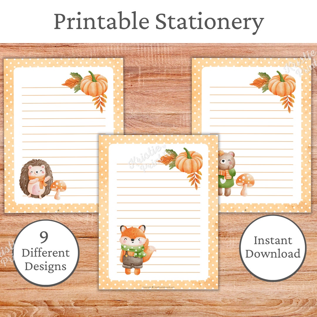 Fall Stationery Set, Stationery for Kids, Stationery Printable, Autumn ...