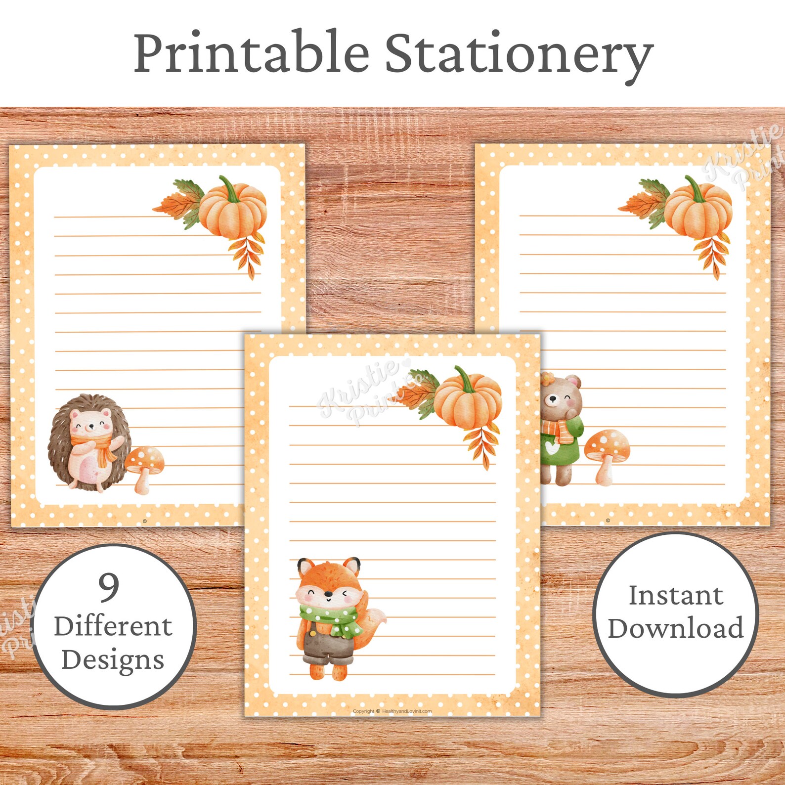 Fall Stationery Set, Stationery for Kids, Stationery Printable, Autumn ...
