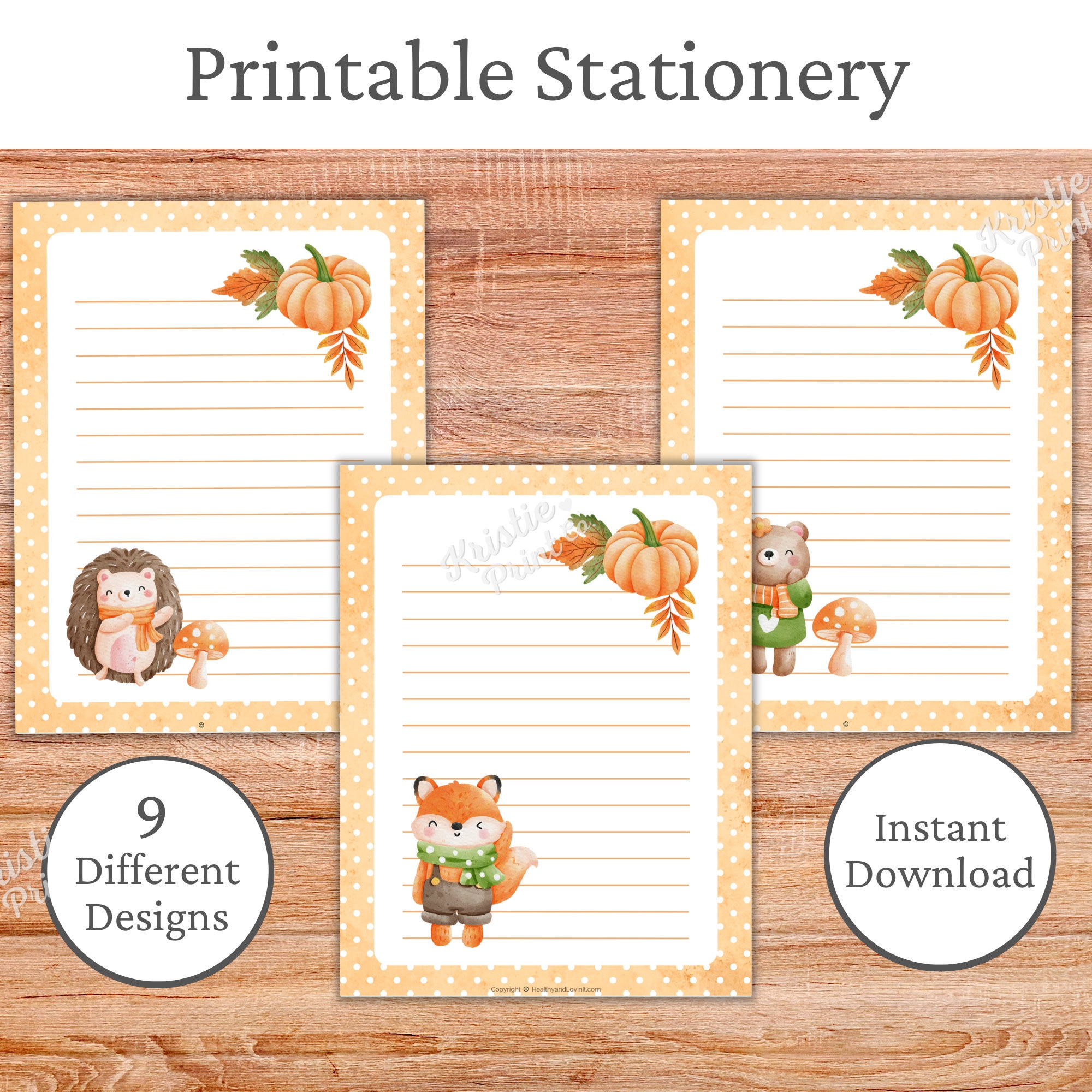 Fall Stationery Set, Stationery for Kids, Stationery Printable, Autumn ...