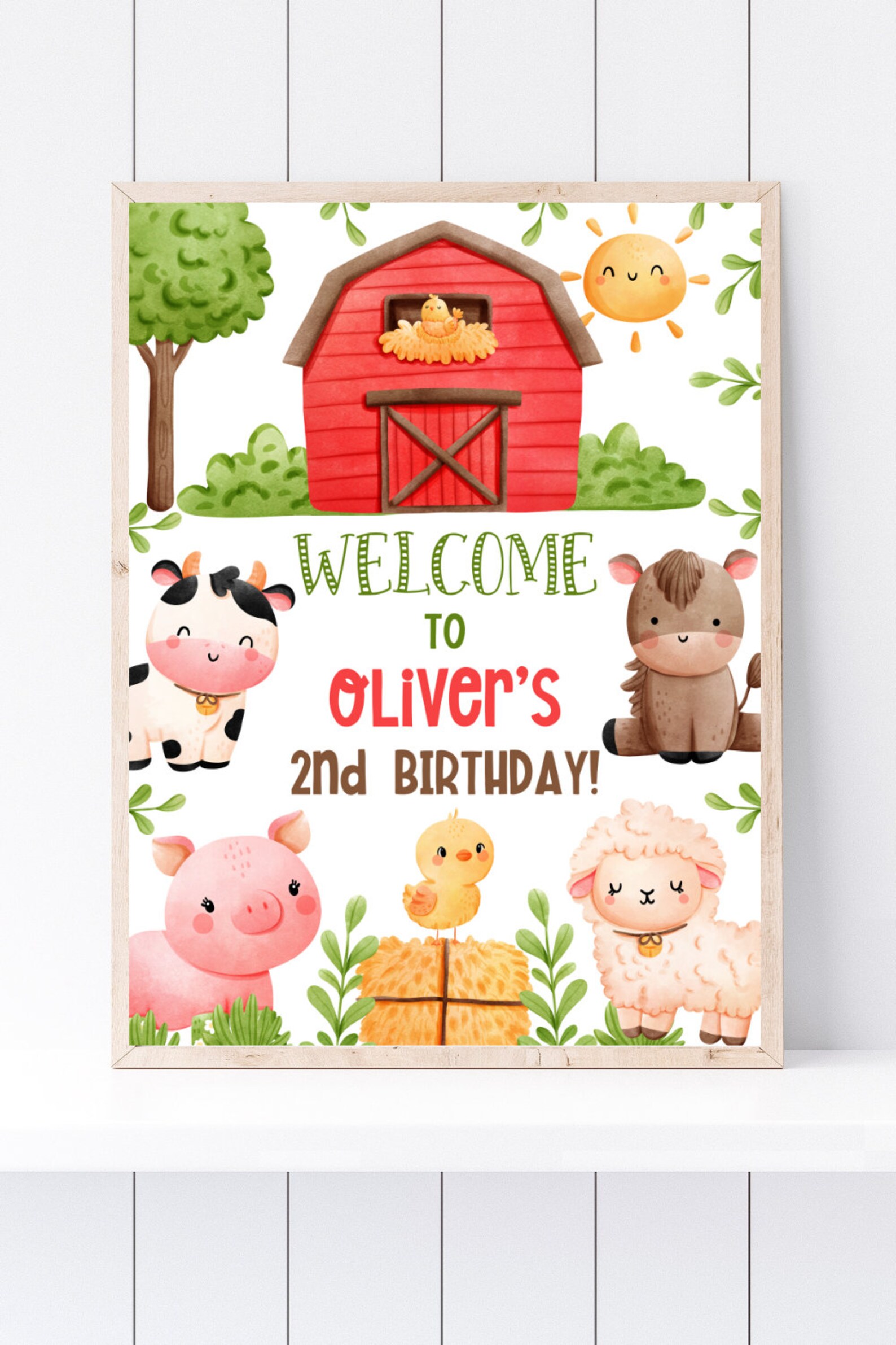 Farm Animals Birthday Welcome Sign Barnyard Birthday Welcome Party Sign ...