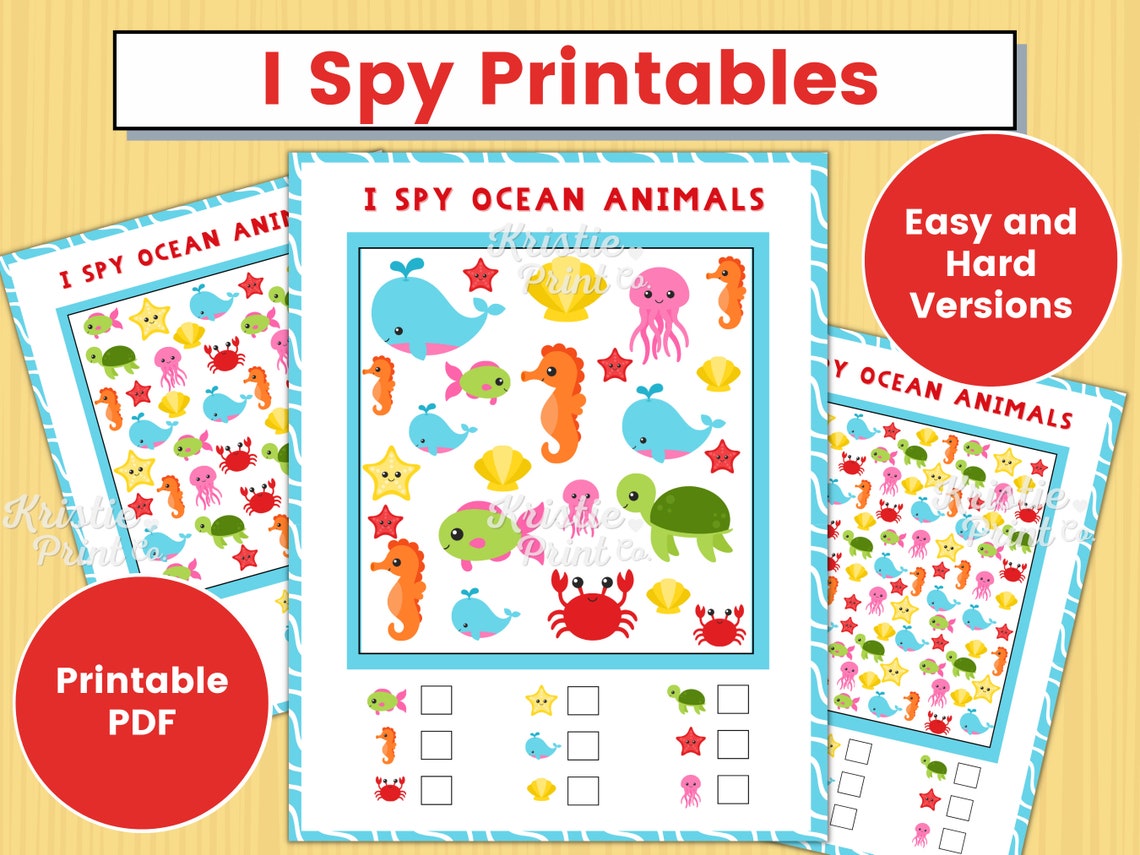 I Spy Printable Activity Sheet, I Spy Printables, Ocean Party Games ...