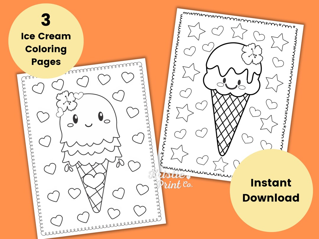 Ice Cream Coloring Page for Kids, Kids Party Games, Ice Cream Birthday ...