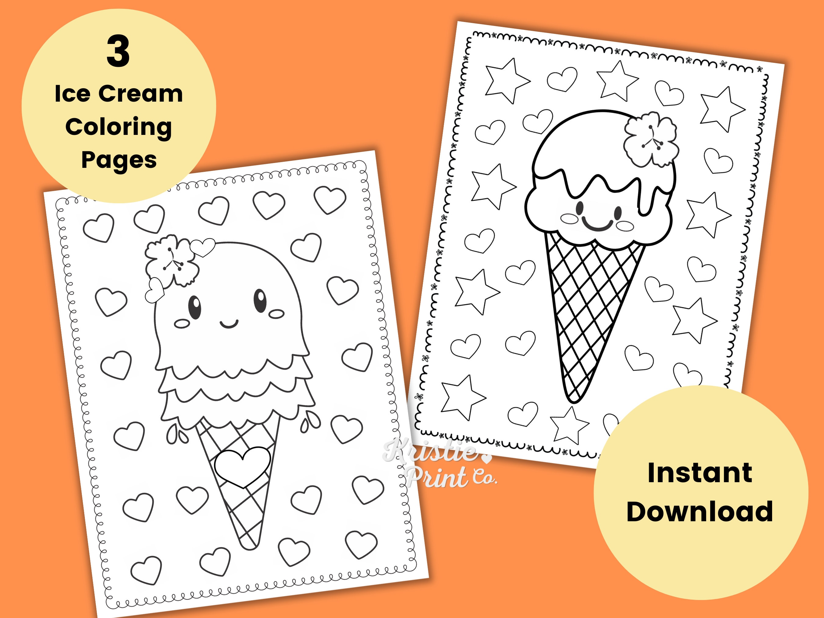 Ice Cream Coloring Page for Kids, Kids Party Games, Ice Cream Birthday ...