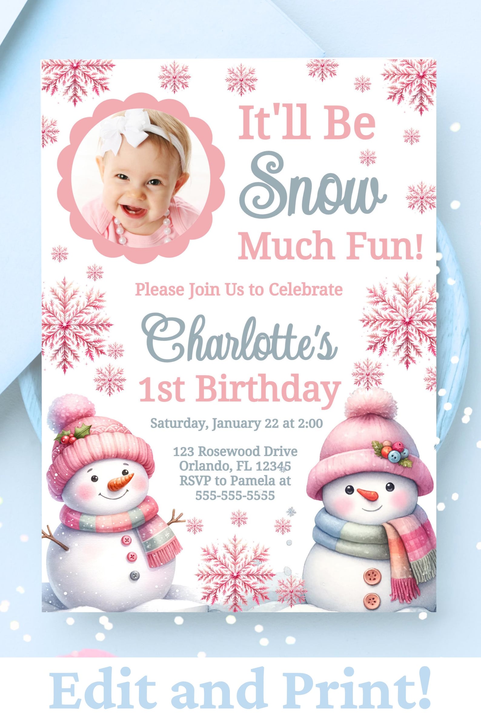 Snowman Birthday Invitation Snowman First Birthday Invitation Winter ...
